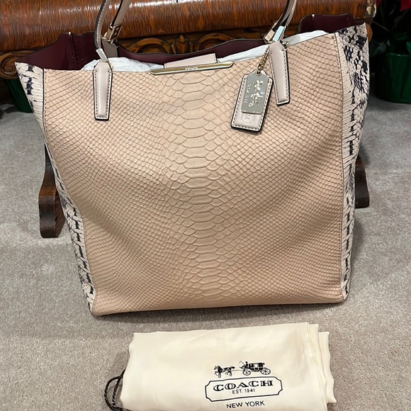Coach | Bags | Euc Coach Madison Python And Embossed Leather Tote ...